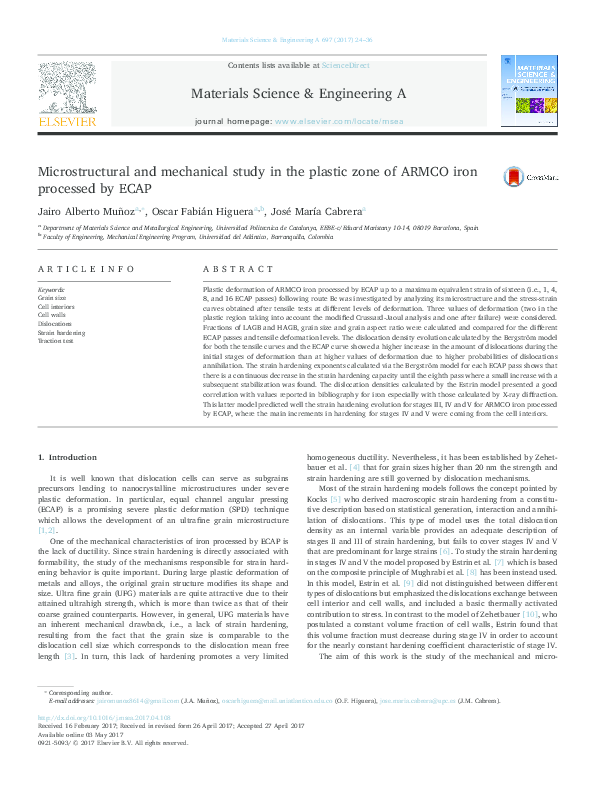 (PDF) Microstructural and mechanical study in the plastic zone of ARMCO ...
