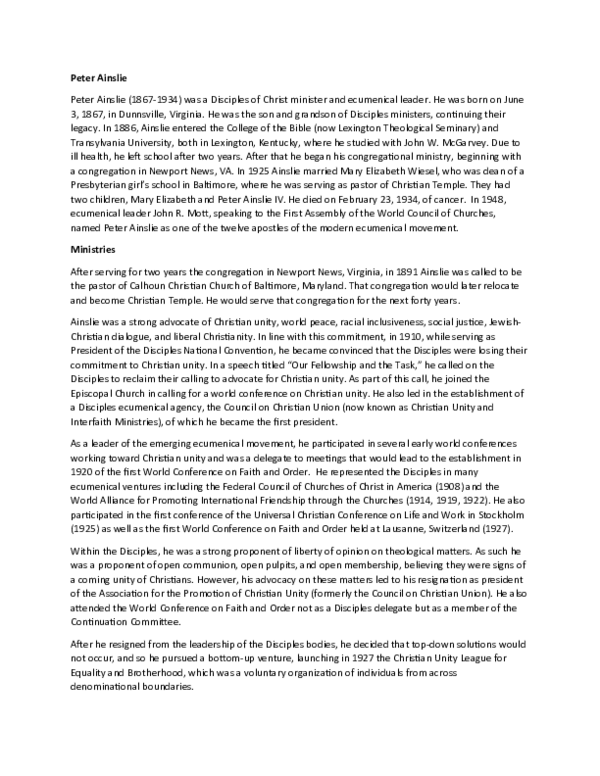 (DOC) Peter Ainslie | Robert D Cornwall - Academia.edu