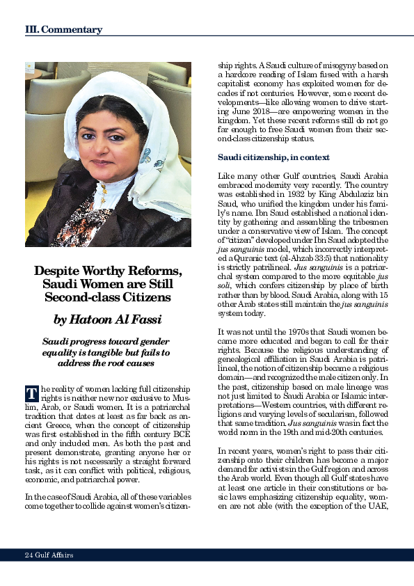 (PDF) Despite worthy reforms, Saudi Women are still second-class ...