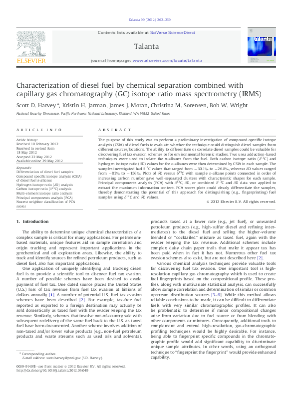 (PDF) Characterization of diesel fuel by chemical separation combined ...