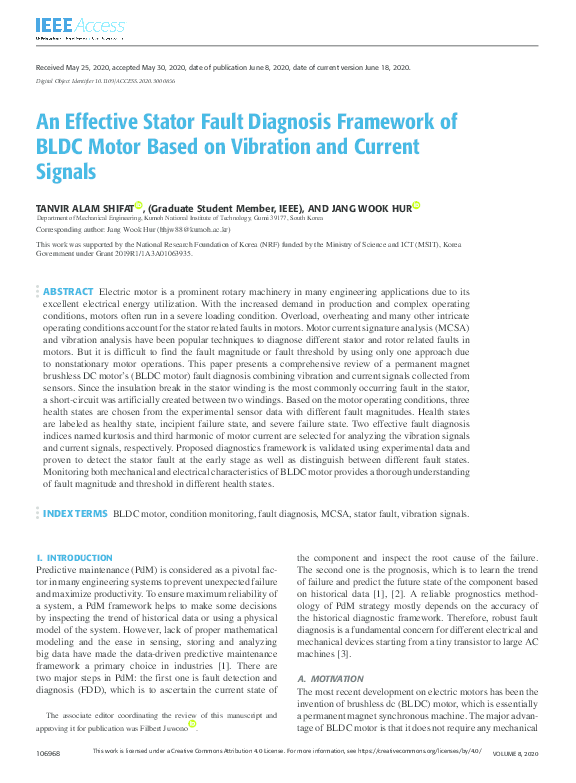 (PDF) An Effective Stator Fault Diagnosis Framework of BLDC Motor Based ...