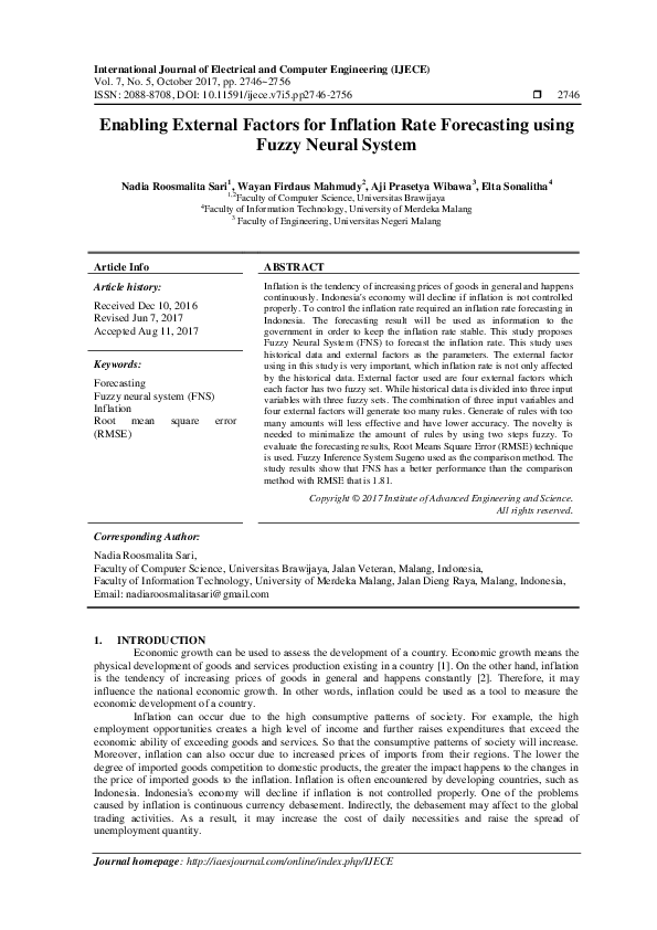 Pdf Enabling External Factors For Inflation Rate Forecasting Using