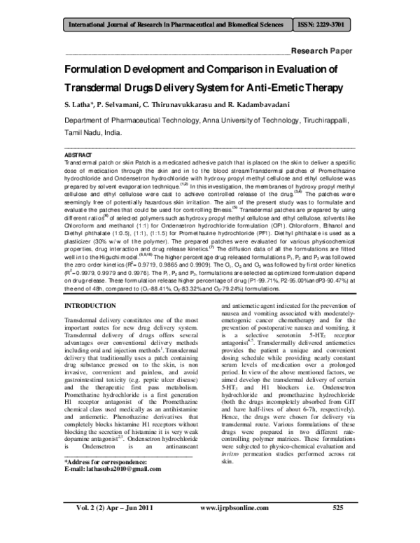 (PDF) Formulation Development and Comparison in Evaluation of ...