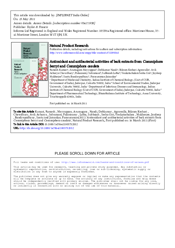 (PDF) Antioxidant and antibacterial activities of bark extracts from ...