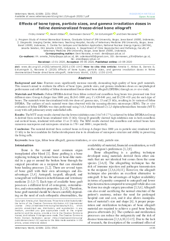 (PDF) Effects of bone types, particle sizes, and gamma irradiation ...