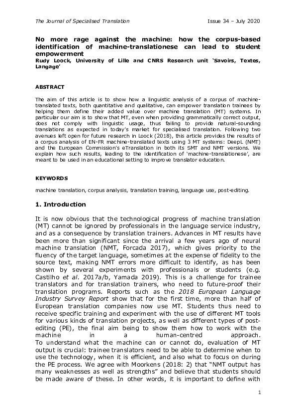 (DOC) No more rage against the machine: how the corpus-based identification of machine ...