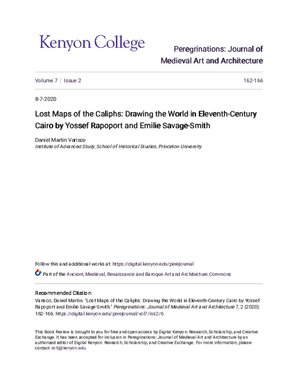 (PDF) Peregrinations -- review by D Varisco of Lost Maps of the Caliphs