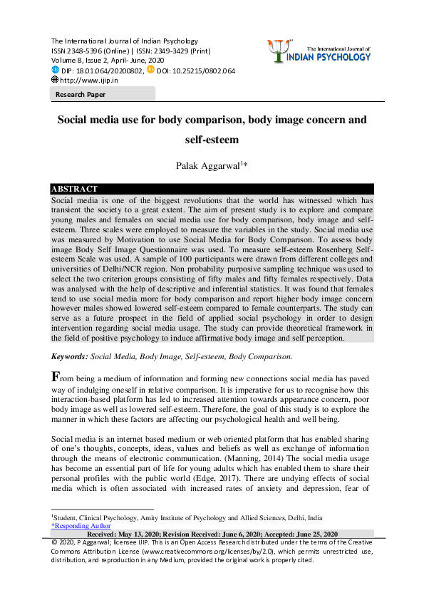 (PDF) Social media use for body comparison, body image concern and self ...