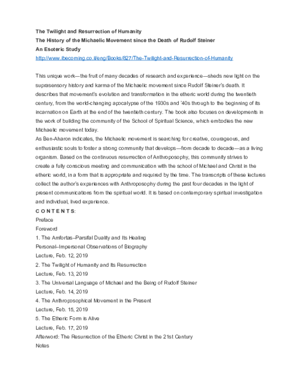 (DOC) The Twilight and Resurrection of Humanity