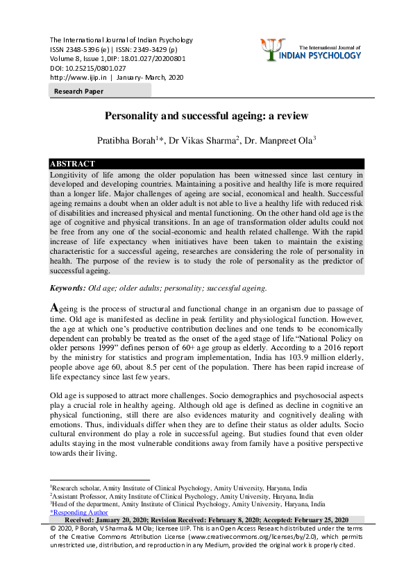 (PDF) Personality and successful ageing: a review