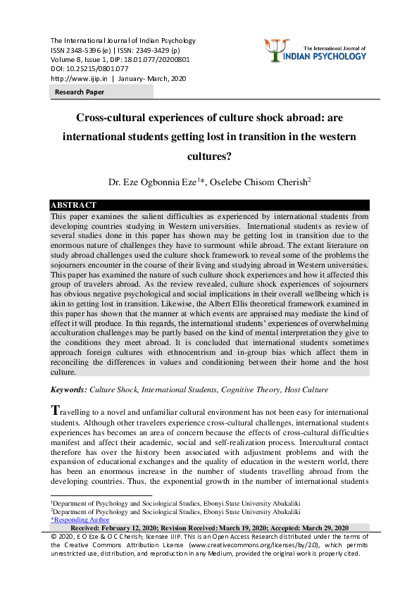 (PDF) Cross-cultural experiences of culture shock abroad: are ...