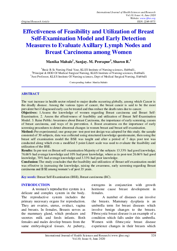 (PDF) Effectiveness of Feasibility and Utilization of Breast Self ...