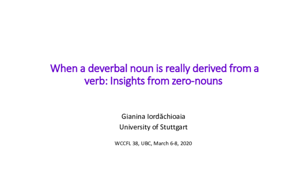 (PDF) When a deverbal noun is really derived from a verb: Insights from ...