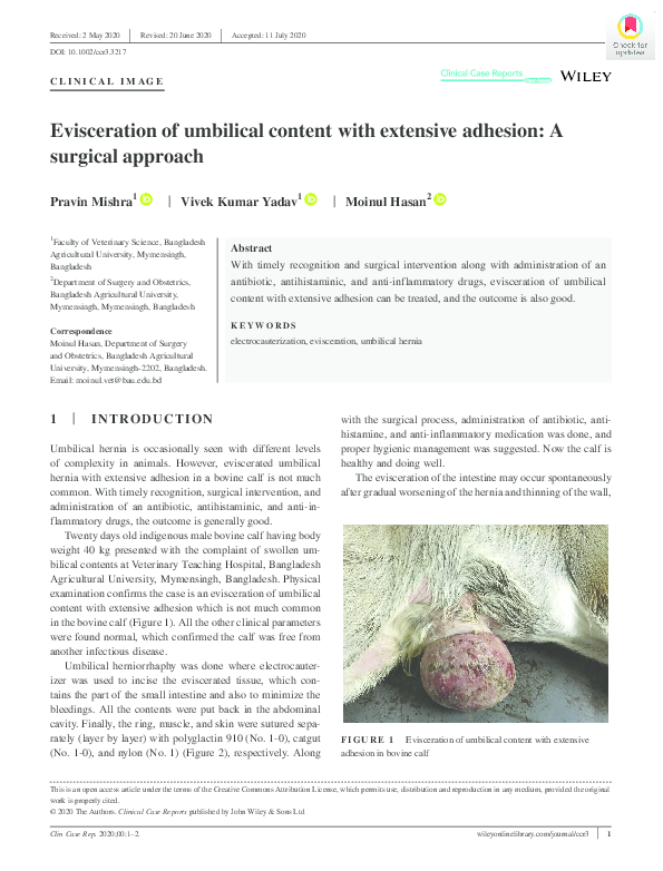 (PDF) Evisceration of umbilical content with extensive adhesion: A ...