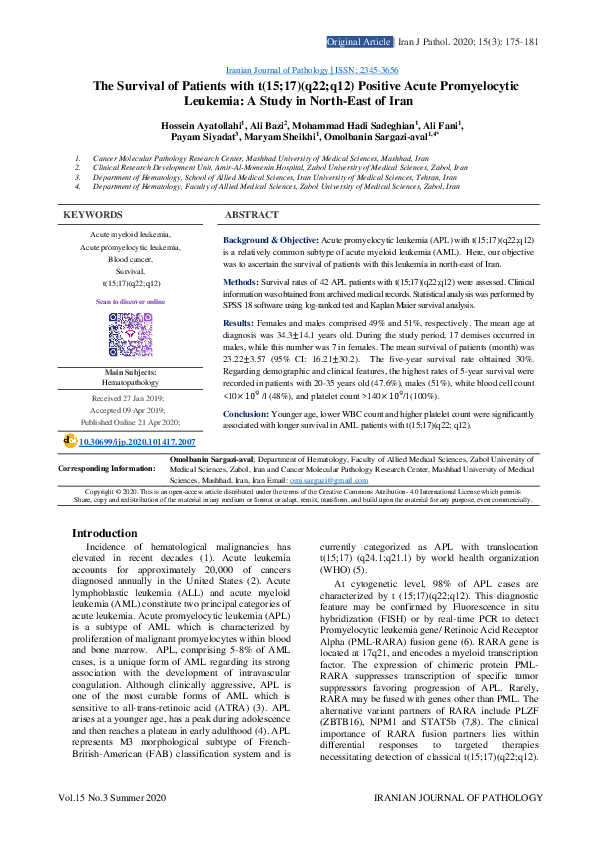 (PDF) The Survival of Patients with t(15;17)(q22;q12) Positive Acute ...