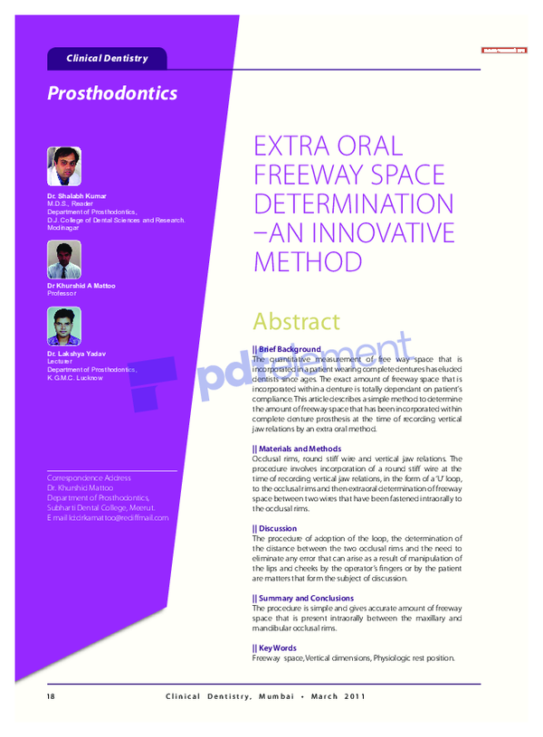 (PDF) Extra oral freeway space determination – An innovative method.