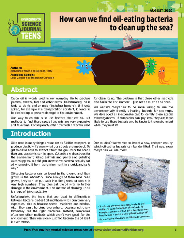 (PDF) How can we find oil-eating bacteria to clean up the sea