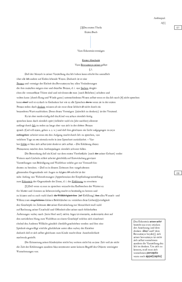 (PDF) Kant's Anthropologie, Handwritten Manuscript, A1 to K4