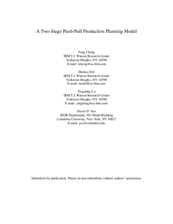 (PDF) A two-stage push-pull production planning model