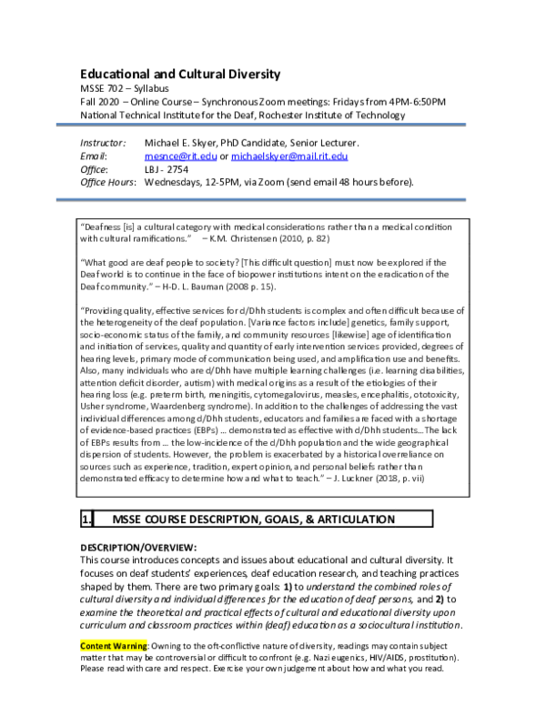 (DOC) Educational and Cultural Diversity