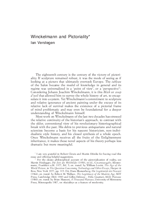 (PDF) Winckelmann and Pictoriality