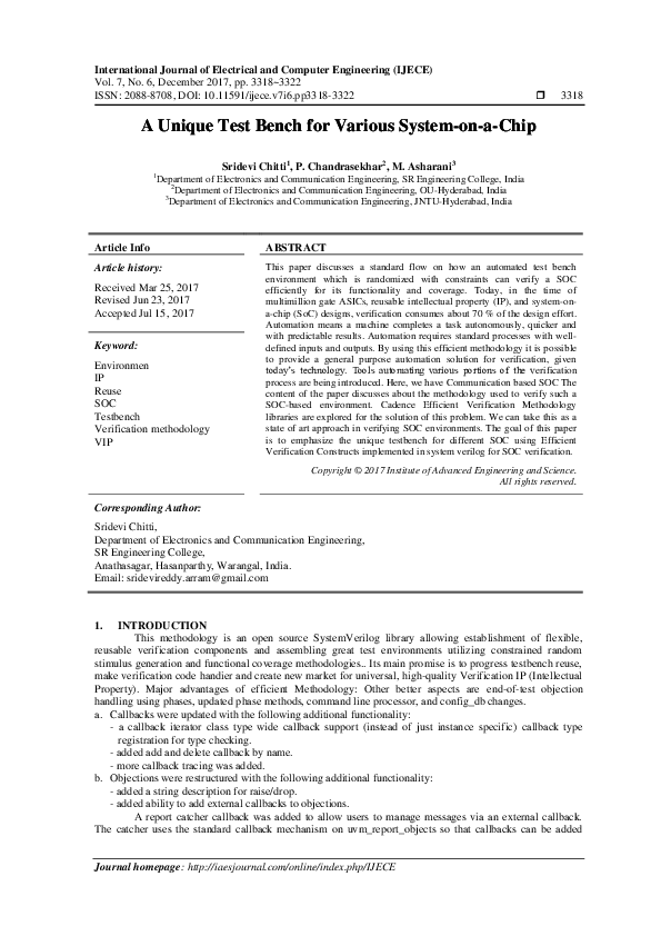 (PDF) A Unique Test Bench for Various System-on-a-Chip