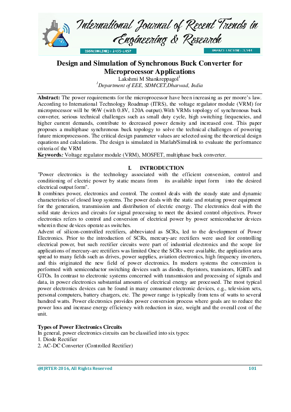 Pdf Design And Simulation Of Synchronous Buck Converter For Microprocessor Applications
