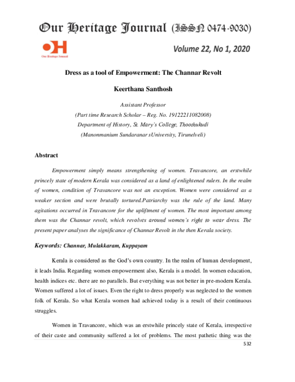 (PDF) Dress as a tool of Empowerment: The Channar Revolt