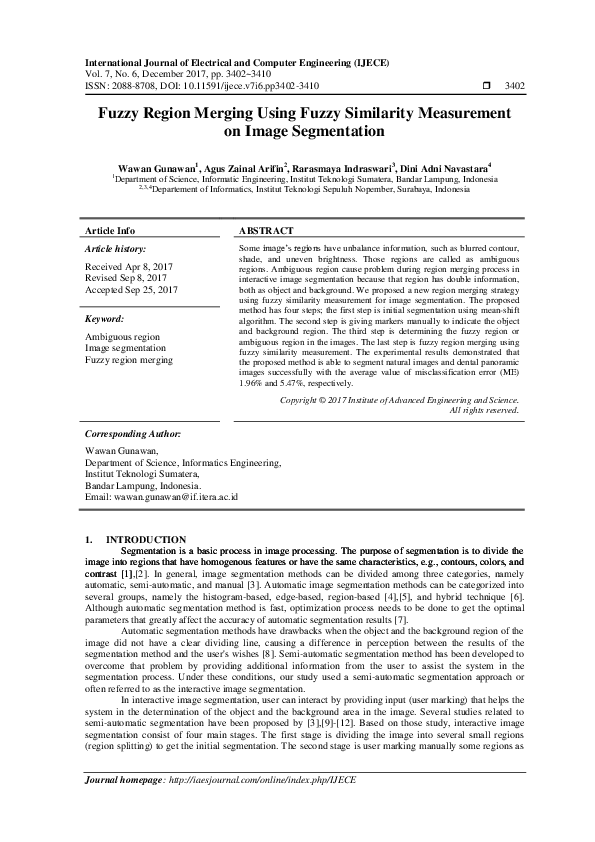 Pdf Fuzzy Region Merging Using Fuzzy Similarity Measurement On Image Segmentation