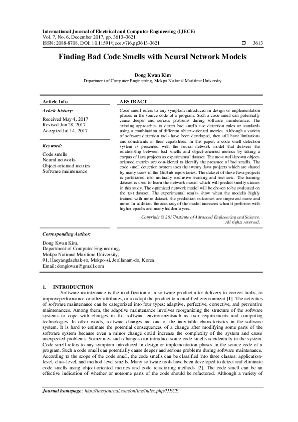 (PDF) Finding Bad Code Smells with Neural Network Models