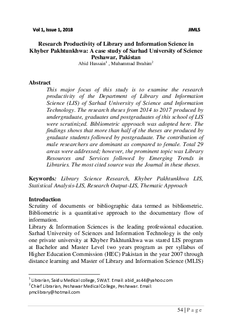 (PDF) Research Productivity of Library and Information Science in ...