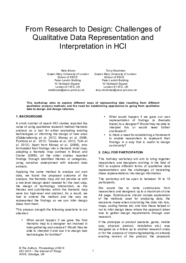 (PDF) From Research to Design: Challenges of Qualitative Data ...