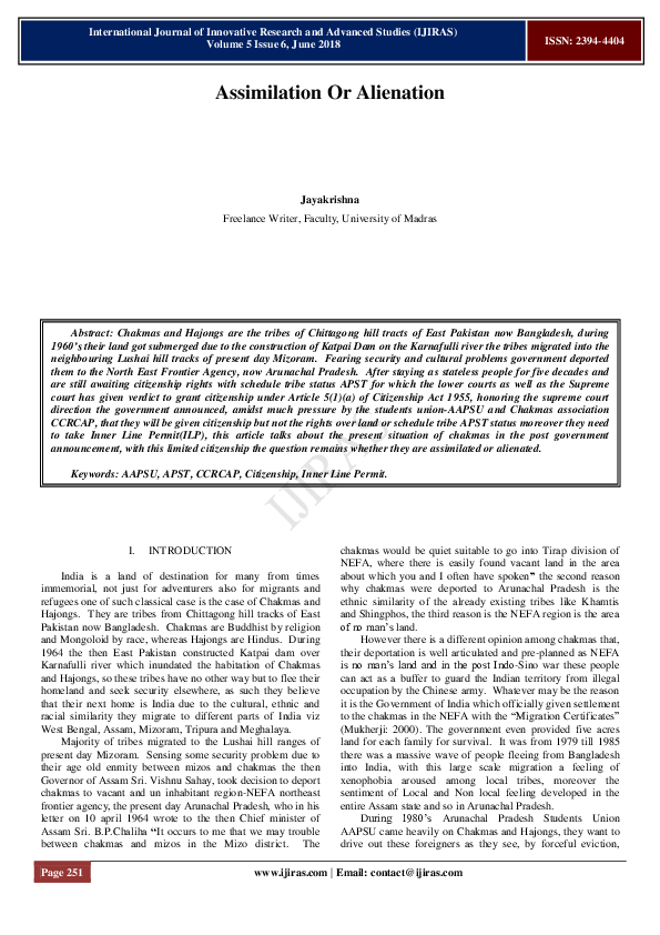 (PDF) Assimilation Or Alienation