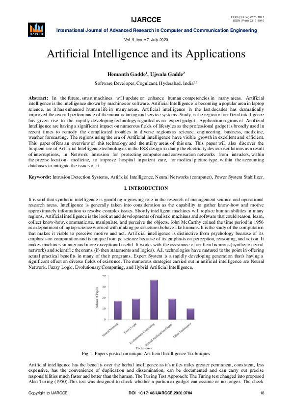 (PDF) Artificial Intelligence and its Applications
