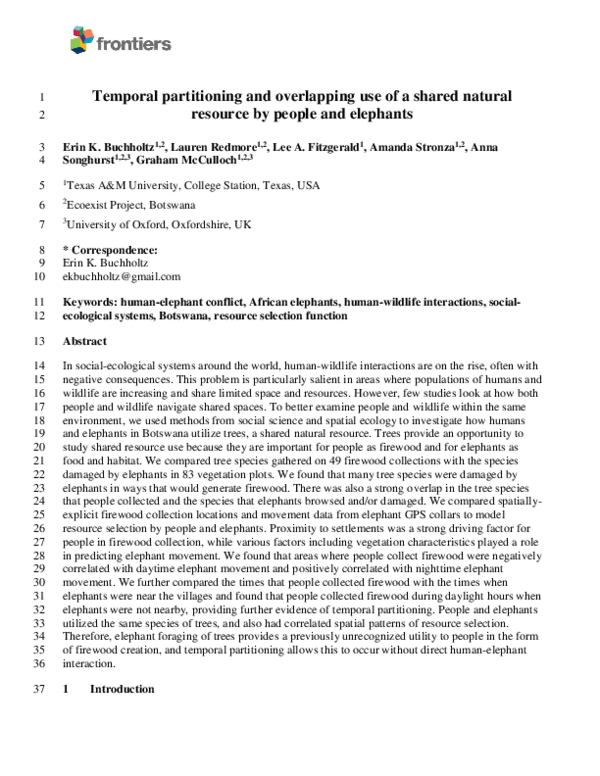 (PDF) Temporal partitioning and overlapping use of a shared natural ...