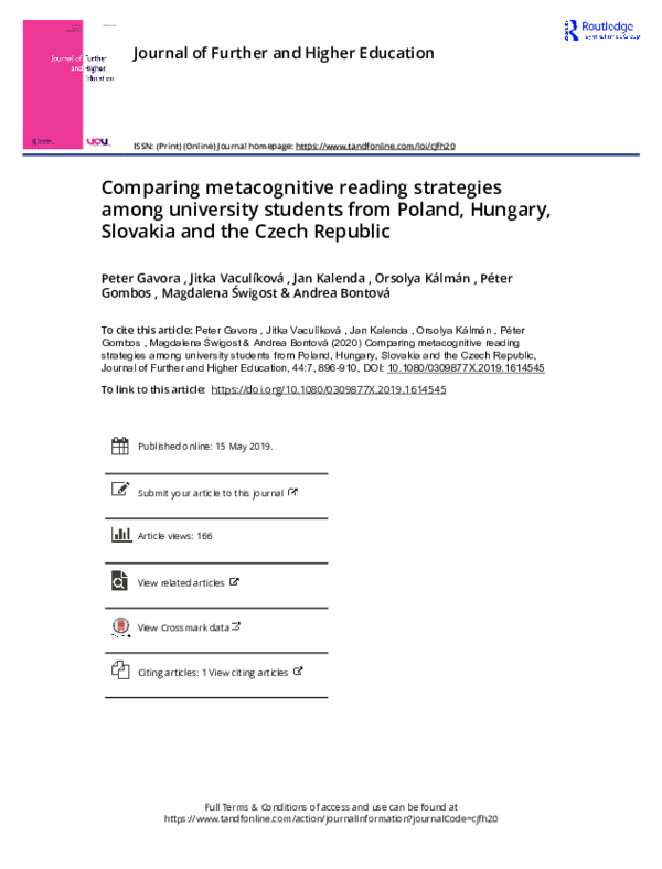 (PDF) Comparing metacognitive reading strategies among university students from Poland, Hungary ...