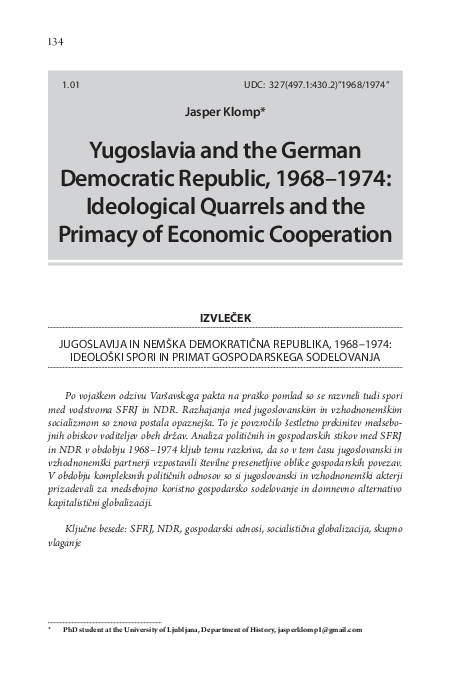 (PDF) Yugoslavia and the German Democratic Republic, 1968-1974 ...