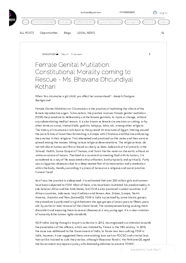 (PDF) Female Genital Mutilation Constitutional Morality coming to ...