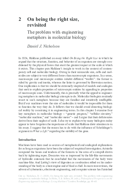 (PDF) On Being the Right Size, Revisited: The Problem with Engineering ...