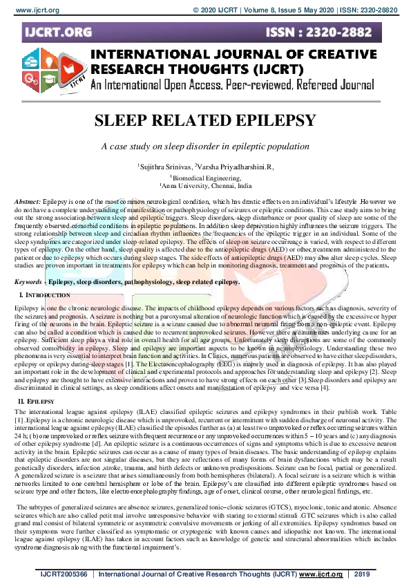 (PDF) SLEEP RELATED EPILEPSY A case study on sleep disorder in ...