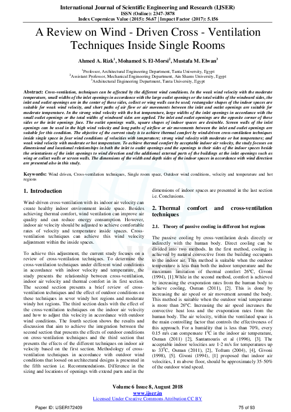 (PDF) A Review on Wind -Driven Cross -Ventilation Techniques Inside ...