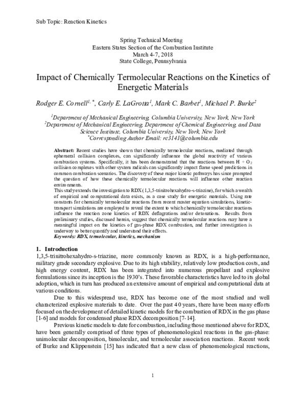 (PDF) Impact of Chemically Termolecular Reactions on the Kinetics of ...