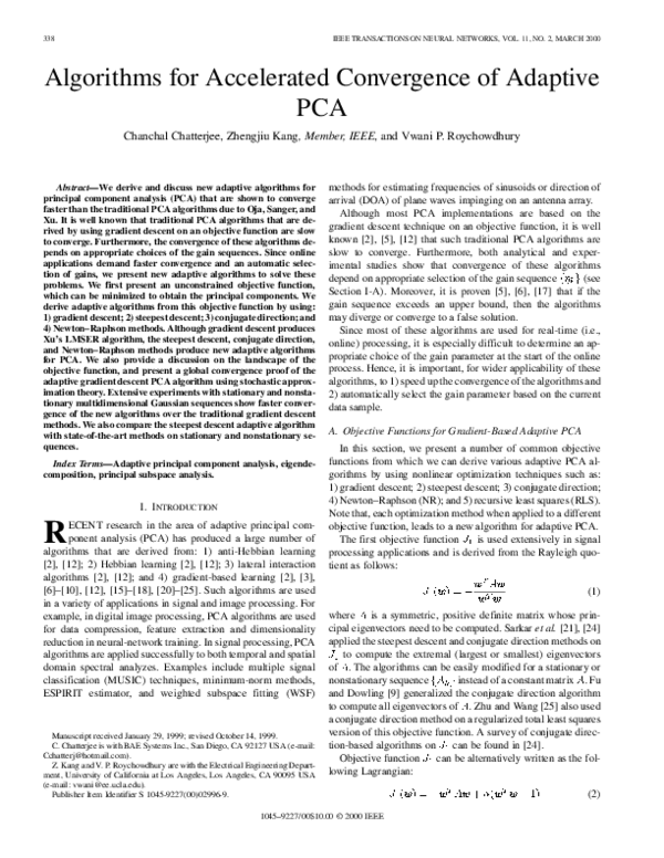 Pdf Algorithms For Accelerated Convergence Of Adaptive Pca