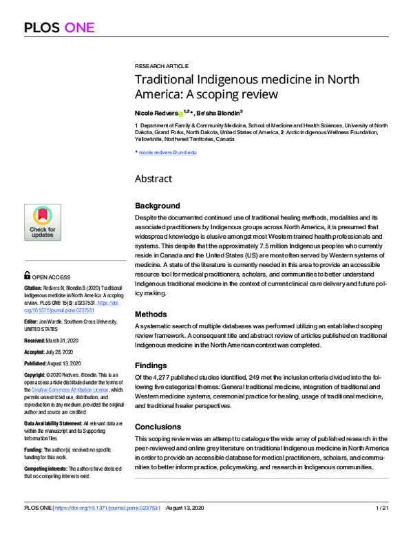 (PDF) Traditional Indigenous medicine in North America: A scoping review