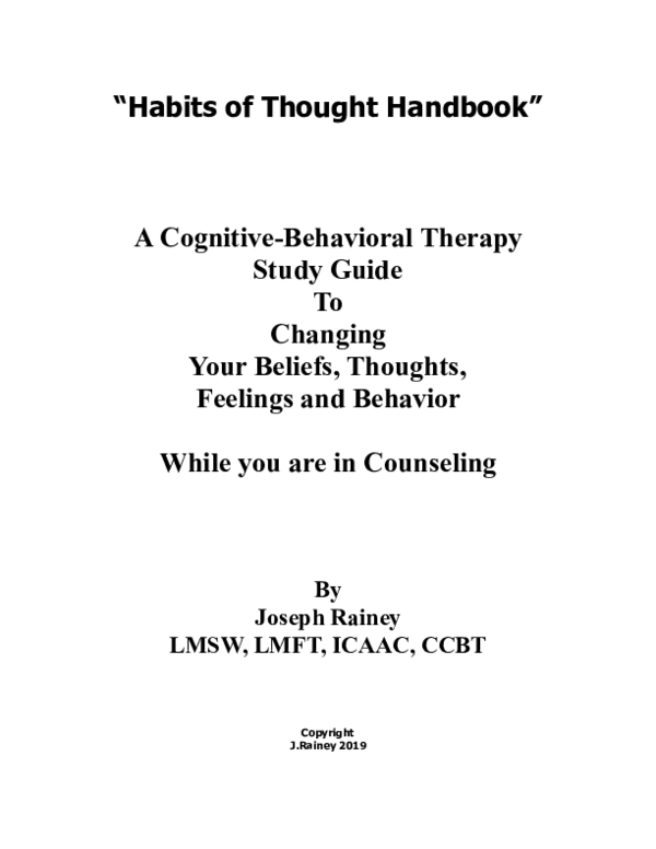 (PDF) "Habits of Thought Handbook" A Cognitive-Behavioral Therapy Study ...