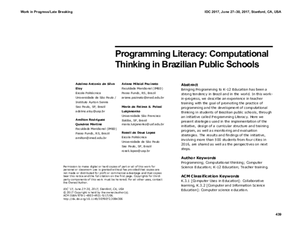 (PDF) Programming Literacy: Computational Thinking in Brazilian Public ...