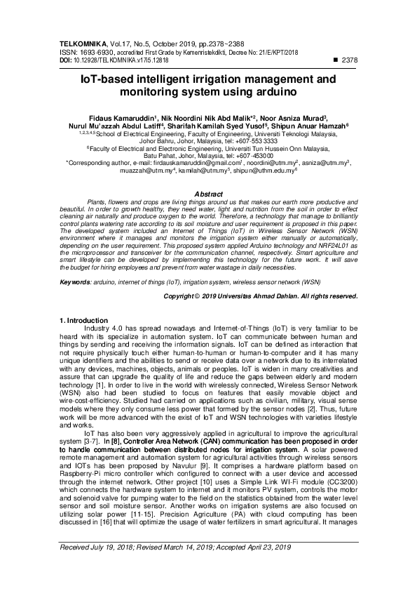 (PDF) IoT-based intelligent irrigation management and monitoring system ...