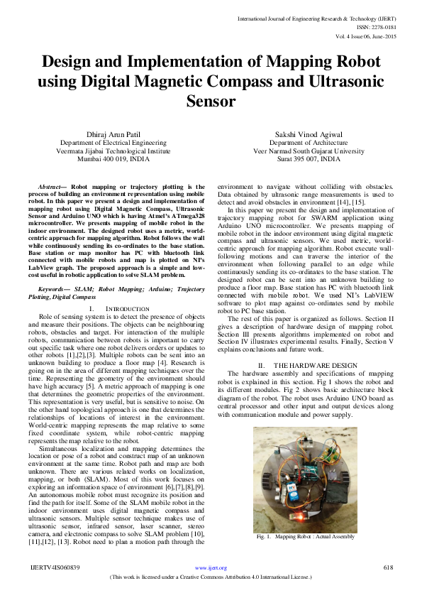 Pdf Ijert Design And Implementation Of Mapping Robot Using Digital Magnetic Compass And