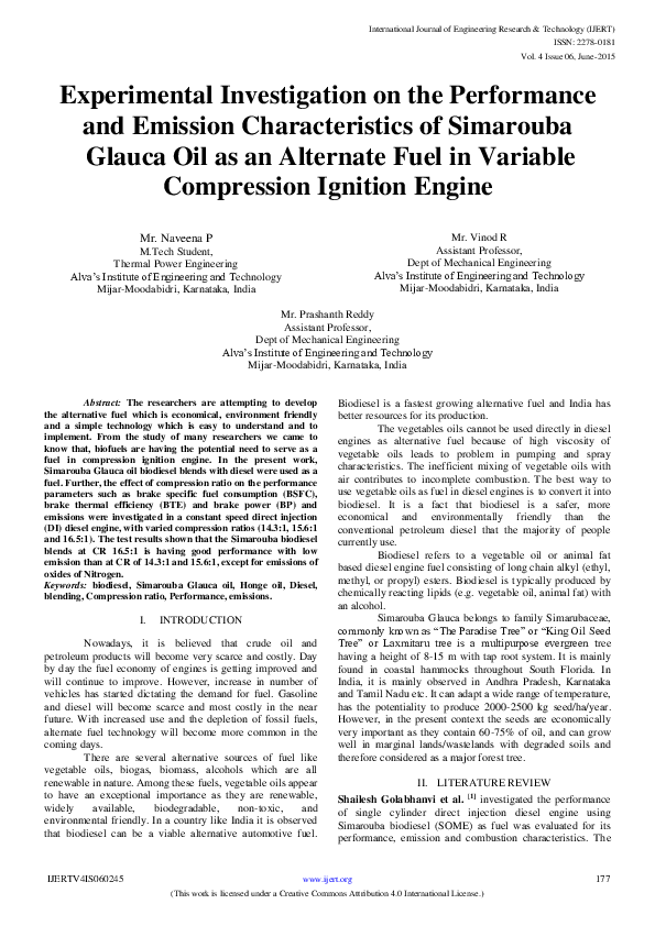 (PDF) IJERT-Experimental Investigation on the Performance and Emission Characteristics of ...