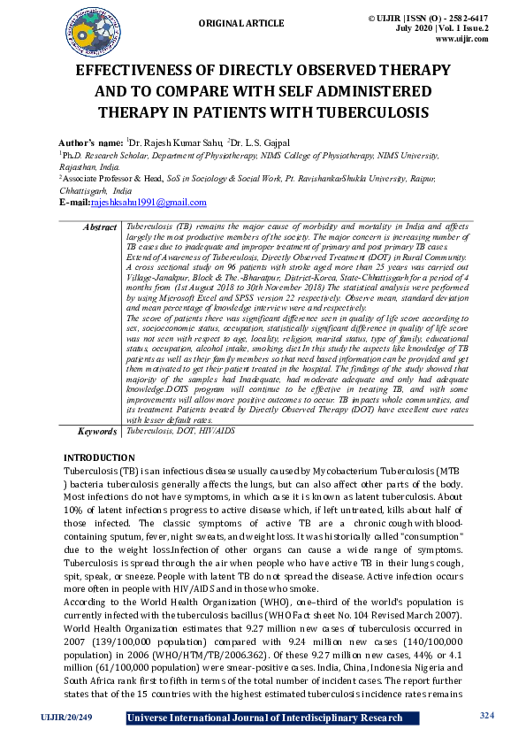(PDF) Cochrane systematic review of directly observed therapy for ...